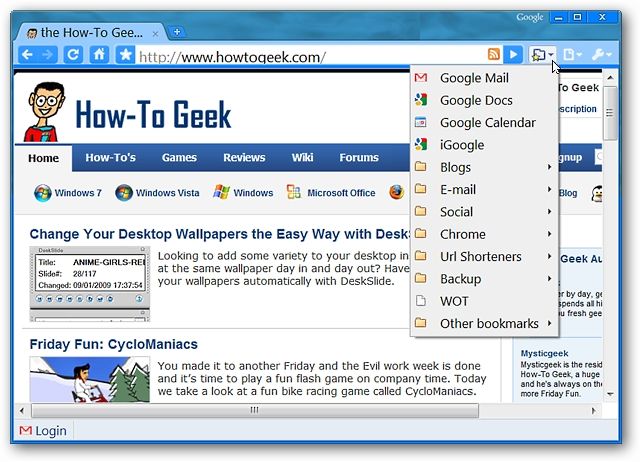 Access Your Bookmarks with a Toolbar Button in Google Chrome