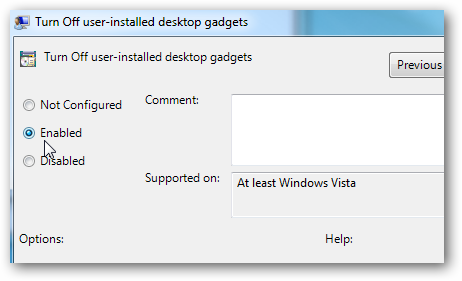Disable User Installed Desktop Gadgets In Windows 7