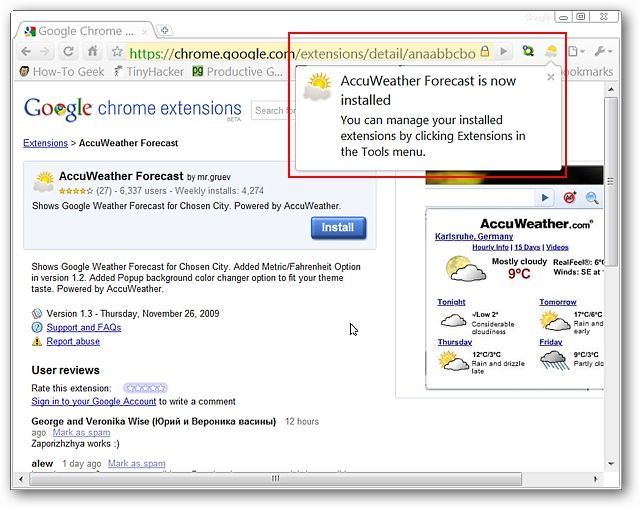 Add Weather Forecasts to Google Chrome