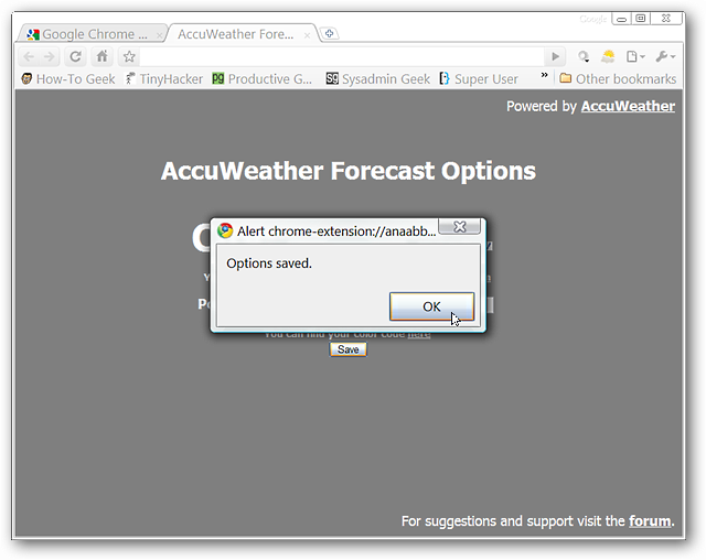 Add Weather Forecasts to Google Chrome