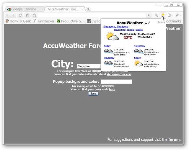 Add Weather Forecasts to Google Chrome