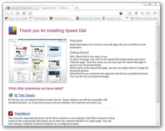 Replace Google Chrome’s New Tab Page with Speed Dial