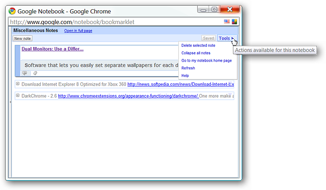 Add Notes to Google Notebook from Chrome