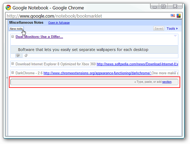Add Notes to Google Notebook from Chrome