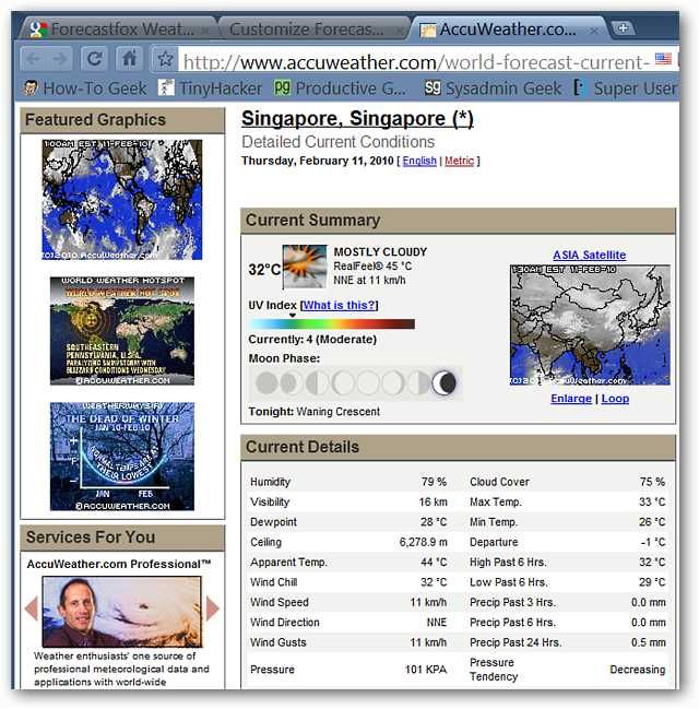 View AccuWeather Forecasts in Google Chrome