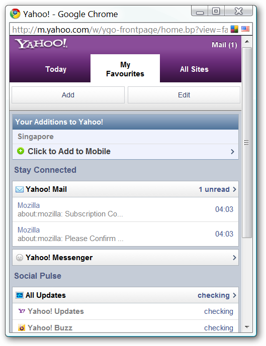 Access Yahoo! E-mail & Services in Chrome