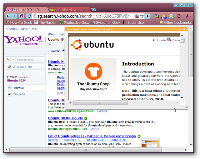 Preview Links and Images in Google Chrome