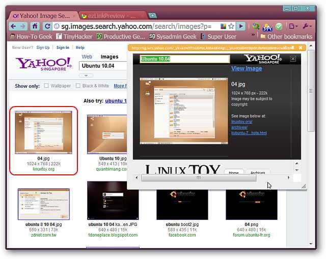 Preview Links and Images in Google Chrome