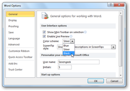 Change The Default Color Scheme In Office 2010