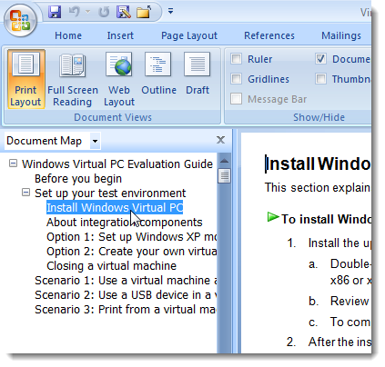 Learn How to Use the Document Map in Word 2007