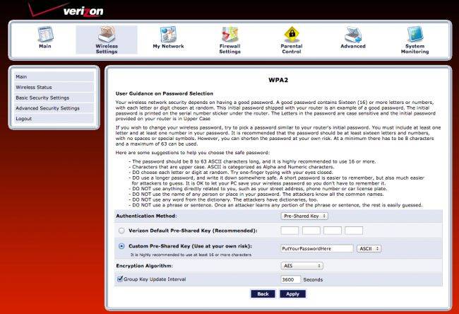 How to Change the Wi-Fi Network Password on Your Verizon FIOS Router