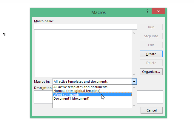 How to Create a List of Keyboard Shortcuts Available in Word 2013
