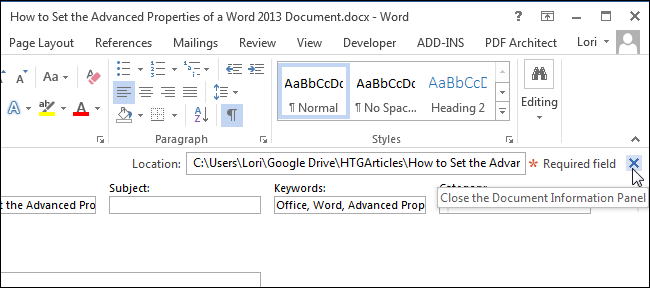 How to Set the Advanced Properties of a Word Document
