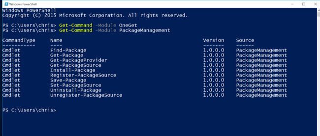How to Use PackageManagement (aka OneGet) on Windows 10