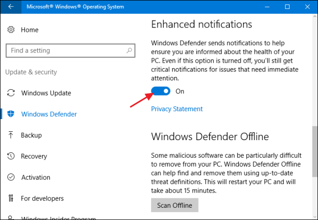 How to Turn Off Enhanced Notifications for Windows Defender