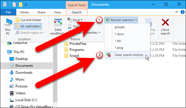 How to Delete the Search History in Windows File Explorer