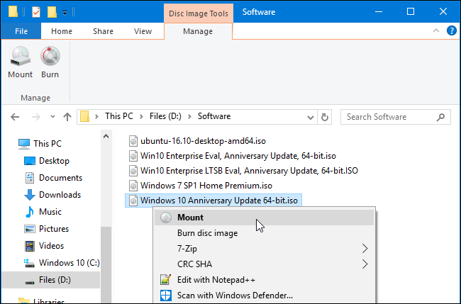 How to Mount an ISO image in Windows 7, 8, and 10