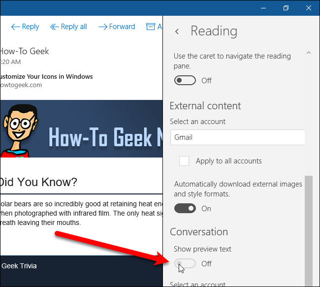 How to Disable Message Previews in Windows 10 Mail