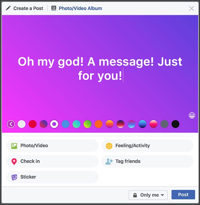 How to Create Facebook Statuses with Colorful Backgrounds or Large Stickers