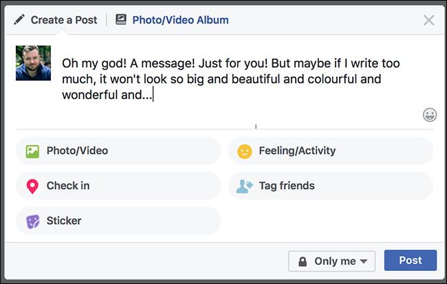 How to Create Facebook Statuses with Colorful Backgrounds or Large Stickers