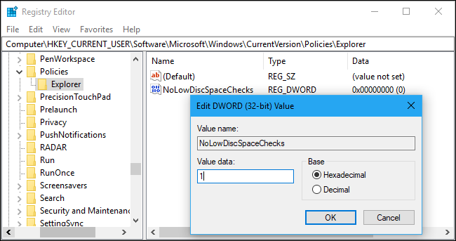 How to Disable the "Low Disk Space" Warning on Windows