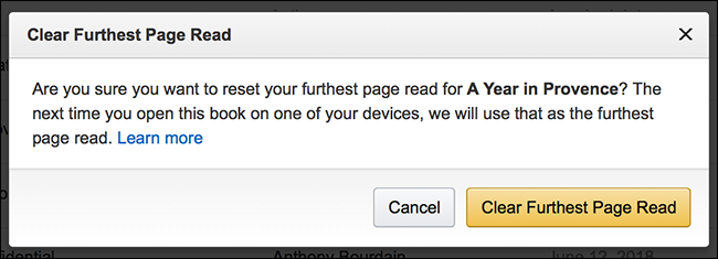 How to Clear Your Furthest Read Page on Kindle