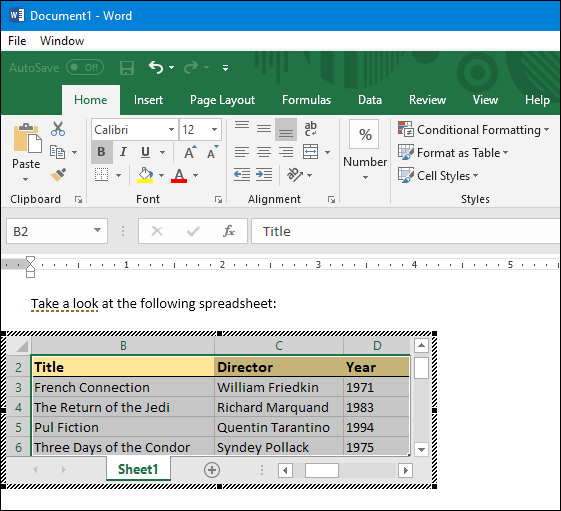How to Link or Embed an Excel Worksheet in a Word Document