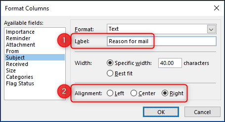 How to Format an Individual Column in an Outlook Folder