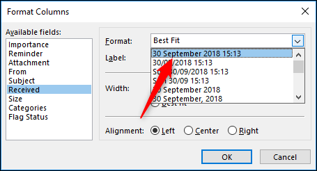 How to Format an Individual Column in an Outlook Folder