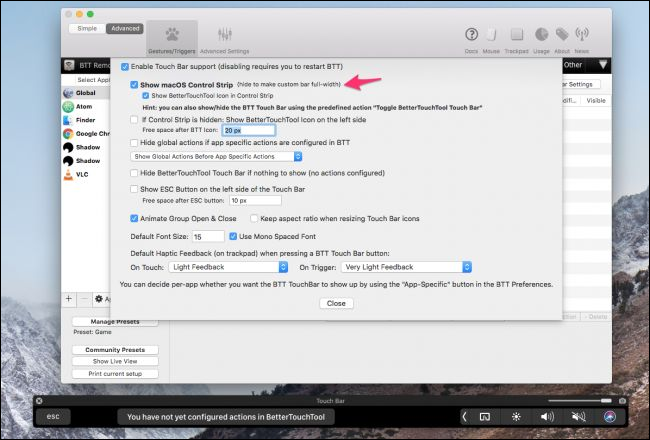 How to Customize the MacBook's Touch Bar with BetterTouchTool