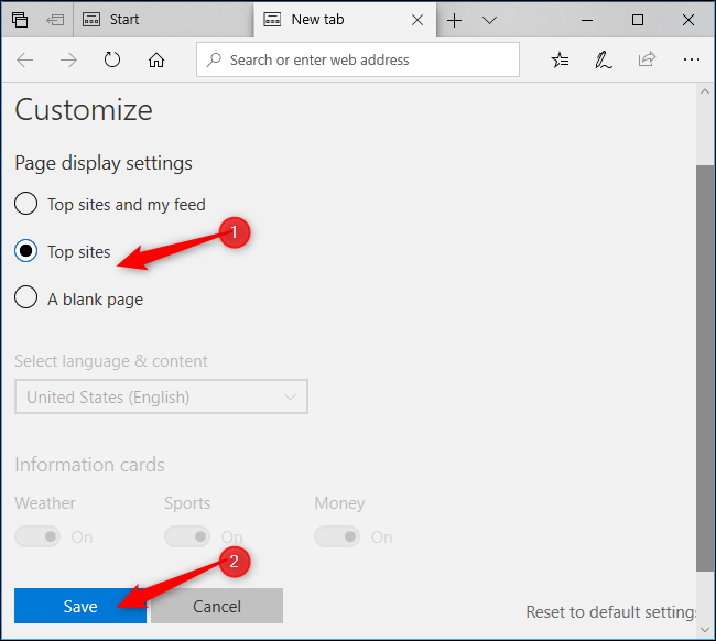 How to Disable the Articles on Microsoft Edge's Start and New Tab Pages