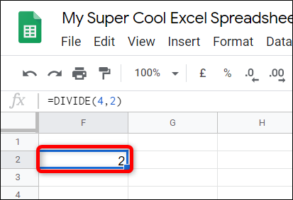 How to Divide Numbers in Google Sheets