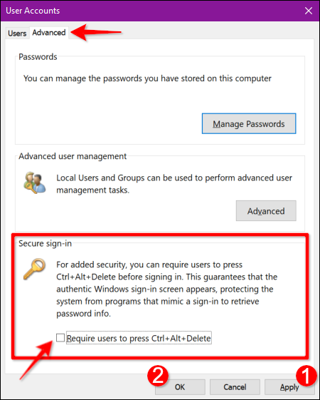 How to Enable or Disable Secure Sign-In for Windows 10