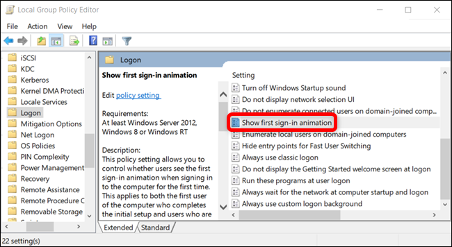 How to Disable the First Sign-In Animation on Windows 10