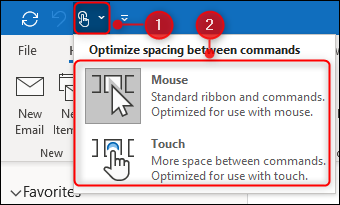 How to Toggle Outlook Between Touch and Mouse Mode