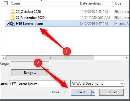 How to Insert a Word File into a Different Word Document
