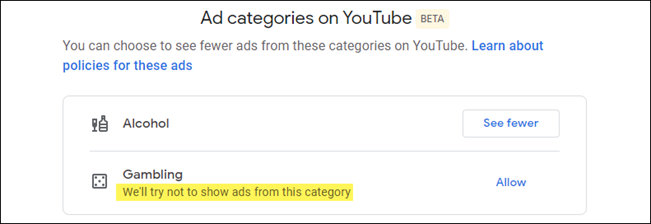 How to Hide Alcohol and Gambling Ads on YouTube