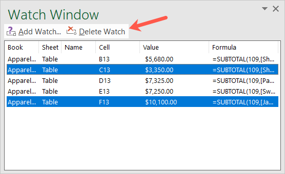 How to Use the Microsoft Excel Watch Window for Formulas