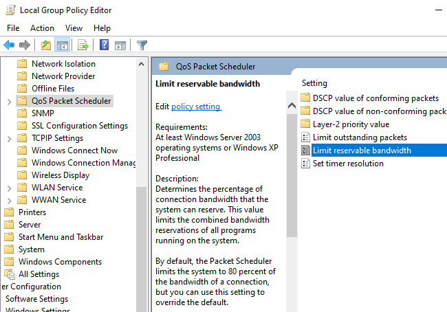 Windows 10 Myth: Don't Touch "Limit Reservable Bandwidth"