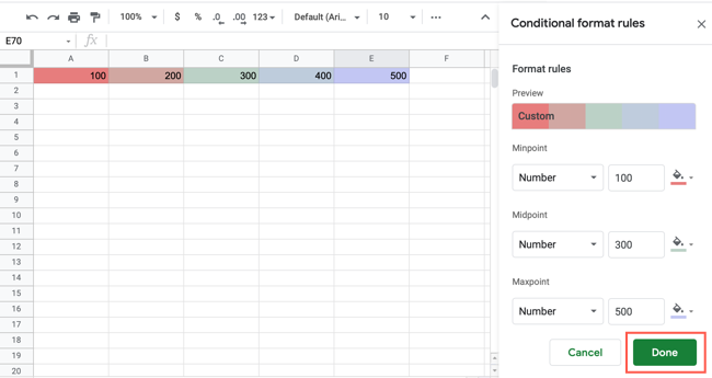 How to Apply a Color Scale Based on Values in Google Sheets
