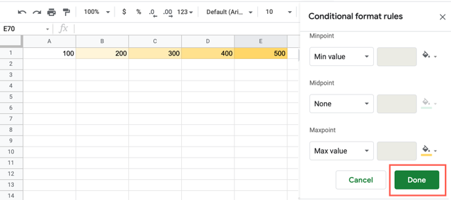 How to Apply a Color Scale Based on Values in Google Sheets