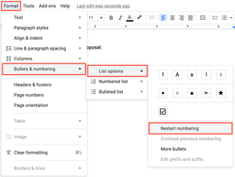 How To Edit Restart Or Continue A Numbered List In Google Docs
