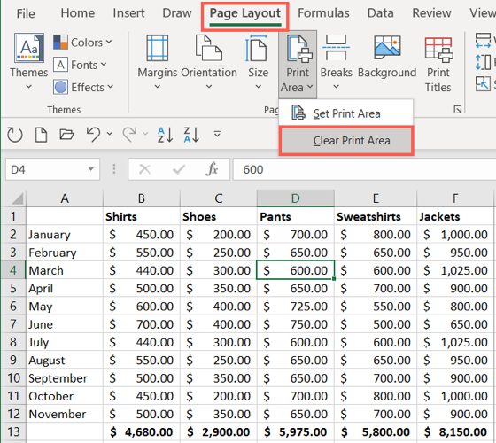 How to Set the Print Area in Microsoft Excel