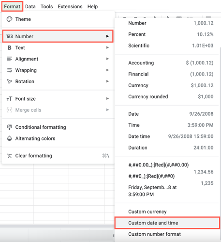 How to Create a Custom Date or Time Format in Google Sheets