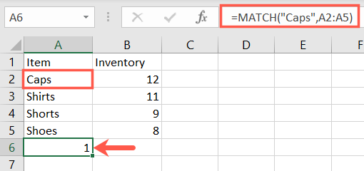 How to Find a Value's Position With MATCH in Microsoft Excel