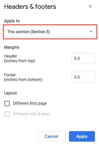 How to Have Different Headers and Footers Per Page in Google Docs
