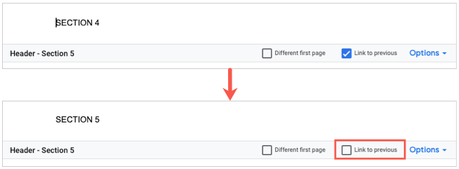 How to Have Different Headers and Footers Per Page in Google Docs