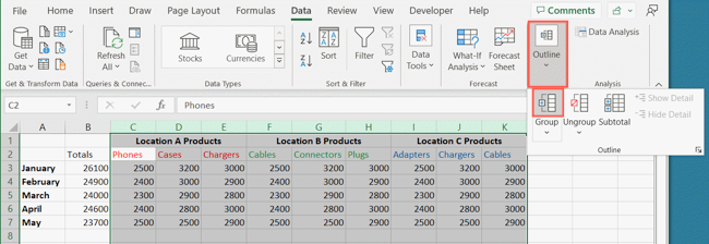 How to Group Columns in Microsoft Excel
