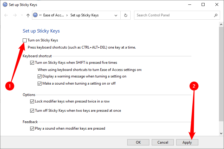 How to Turn Off Sticky Keys on Windows 10