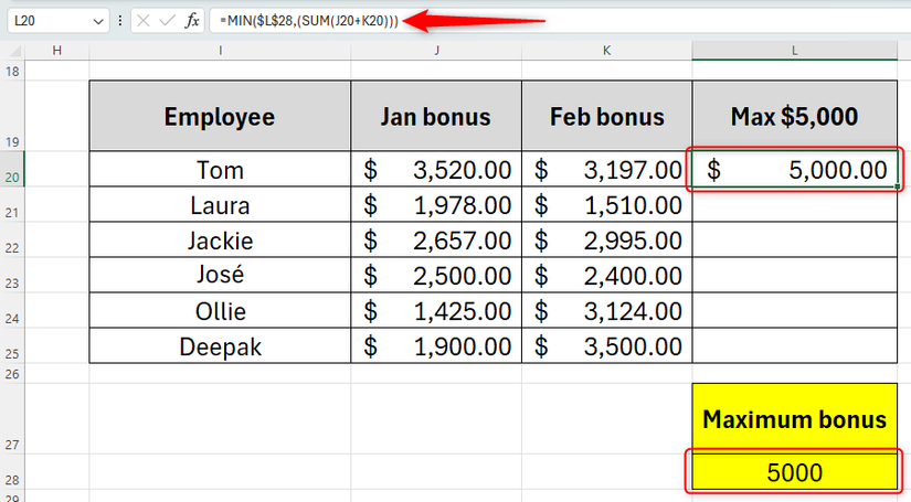 How to Set Minimum and Maximum Values in Excel